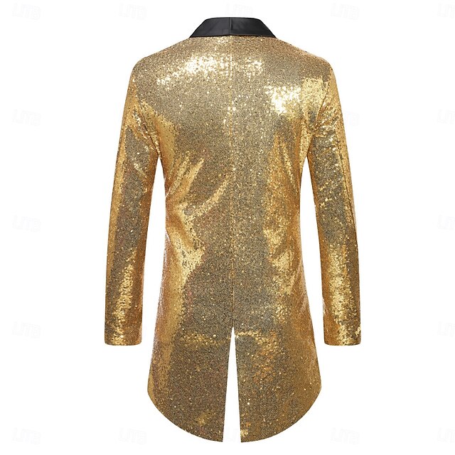 Retro Vintage Disco 1980s Tailcoat Long Sleeves Disco Sequins Fancy ...