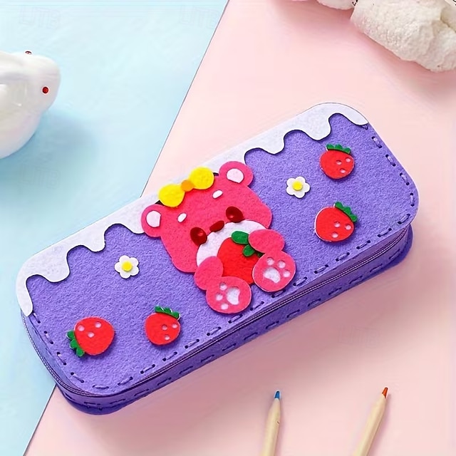6 Pack DIY Handmade Cartoon Pencil Case for Kids, Dinosaur Unicorn ...