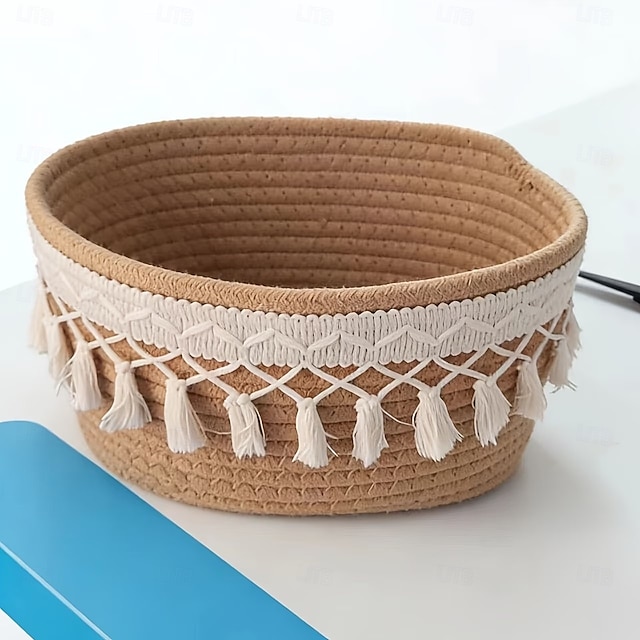 Decorative Lace Storage Basket, Desktop Organizer Tray for Vanity ...