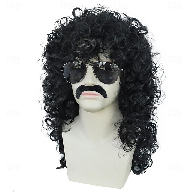 Long Curly Afro Black Wigs Funny Wigs for Adults 80s Outfit for Men on ...
