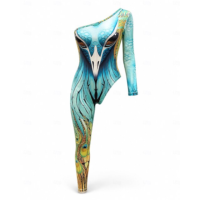 Cosplay Costume Bodysuit Peacock One Shoulder Asymmetric Design ...