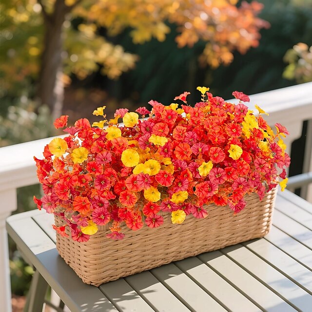 12 Bundles Fake Fall Flowers Artificial Mums for Decoration, Faux ...