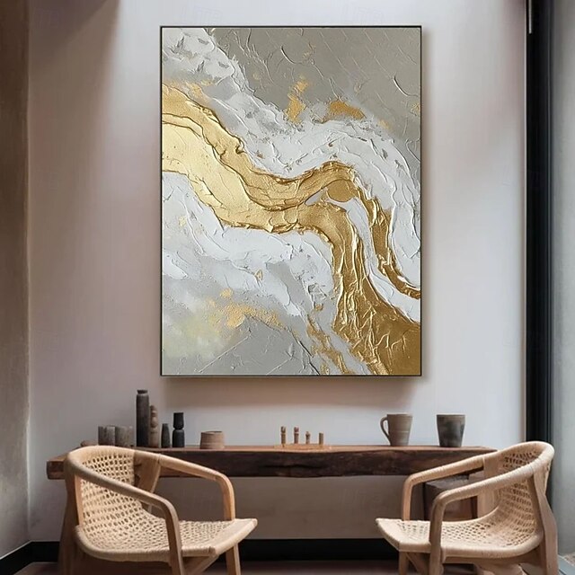 wall painting Hand Painted Gold And Gray Painting Textured Abstract Art ...