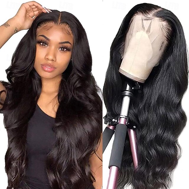 Human Hair 13x4 Lace Front Wig Middle Part Brazilian Hair Body Wave ...