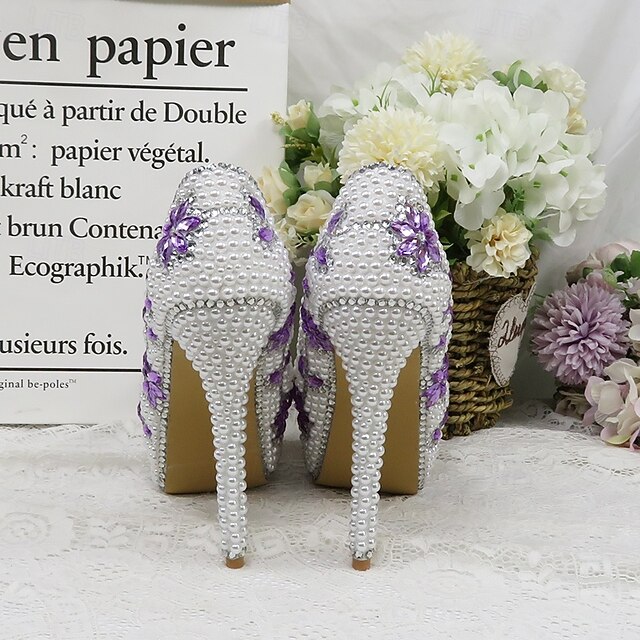 Women's Party Wedding Geometric Appliques Stiletto Round Toe Elegant ...
