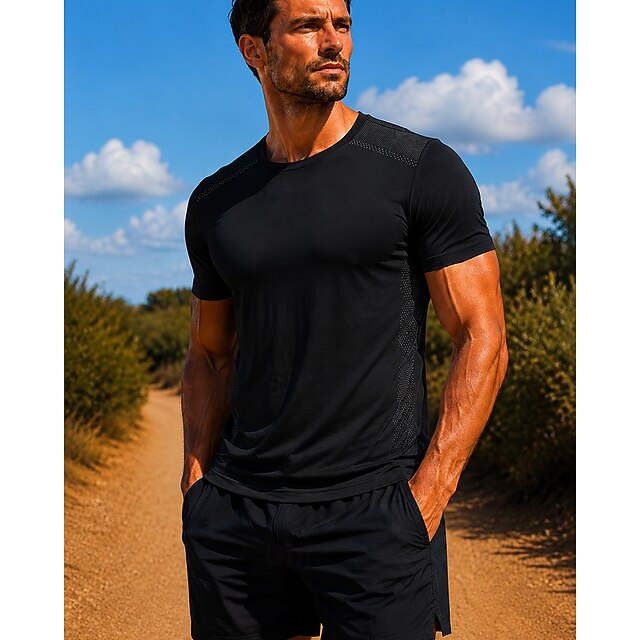 Men's Solid Colored Running T-Shirt Compression Shirt Athletic Shirt ...