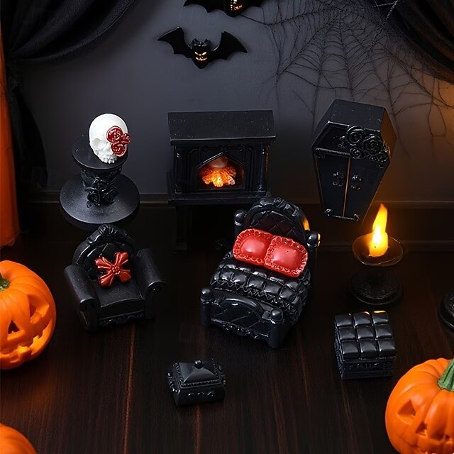 20PCS Halloween Mini Dark Horror Style Resin Furniture Decorations ...