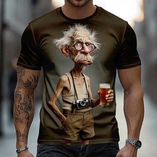 Men's Old Man T Shirt Short Sleeve T shirt 3D Print Crew Neck Shirt ...