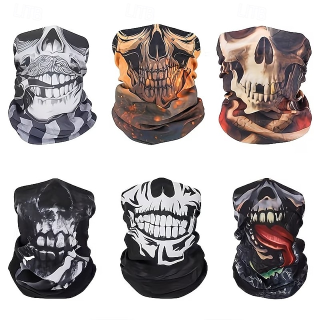 Halloween Skull Face Neck Gaiter Balaclava Face Mask, Scary Breathable ...