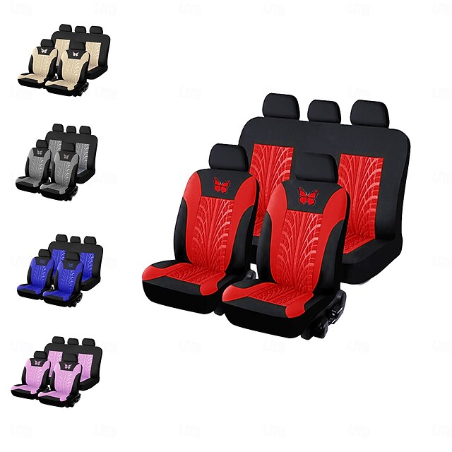 9PCS Universal Car Seat Covers Full Set, Butterfly Embroidery & Tire ...
