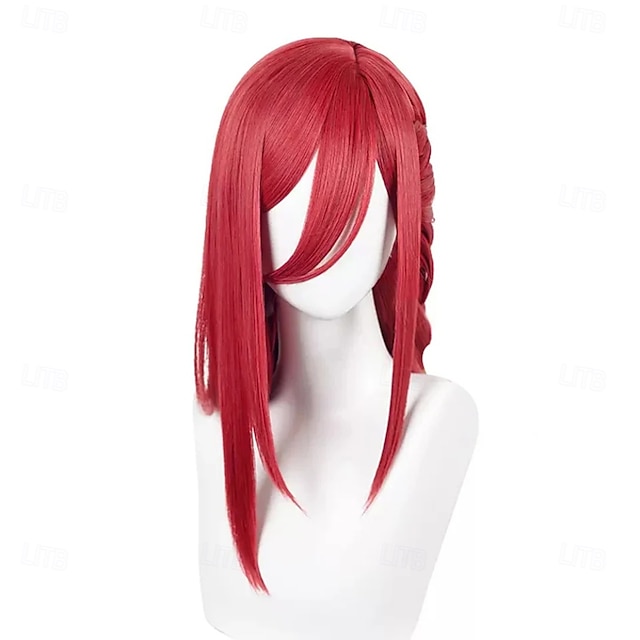 Red Long Anime Cosplay Wig with Side Braid and Bangs – Soccer Player ...