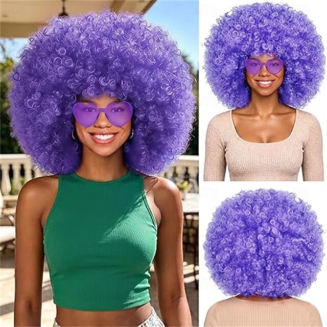 Perruque afro bouclée brune avec lunettes de soleil en forme de cœur ...