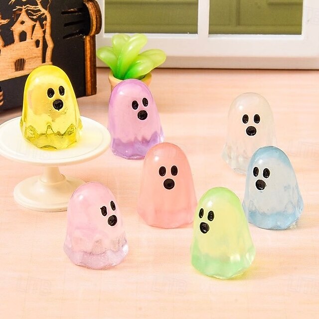 30PCS Glow in The Dark Ghost Charms for Halloween, Cute Transparent ...