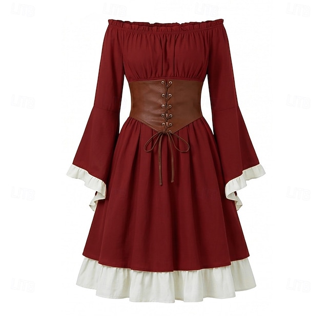 Retro Vintage Medieval Renaissance Dress Long Sleeves Witch Fairy ...