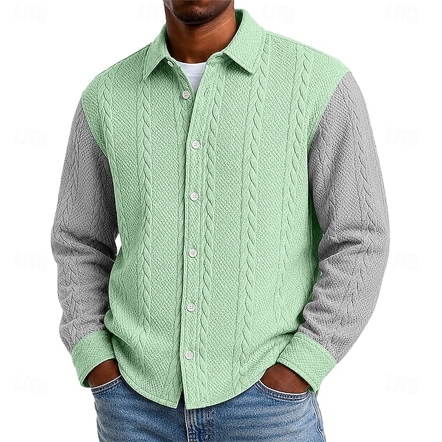 Men Shirt Casual Shirt Jacquard Shirt Black Pink Burgundy Green Gray ...