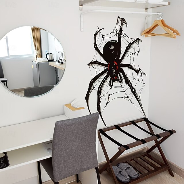 1/2 PCS Halloween Spider Wall Stickers, 12 x 24 Inch Self-Adhesive PVC ...
