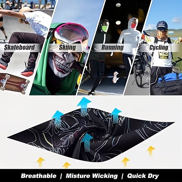 Halloween Skull Face Neck Gaiter Balaclava Face Mask, Scary Breathable ...
