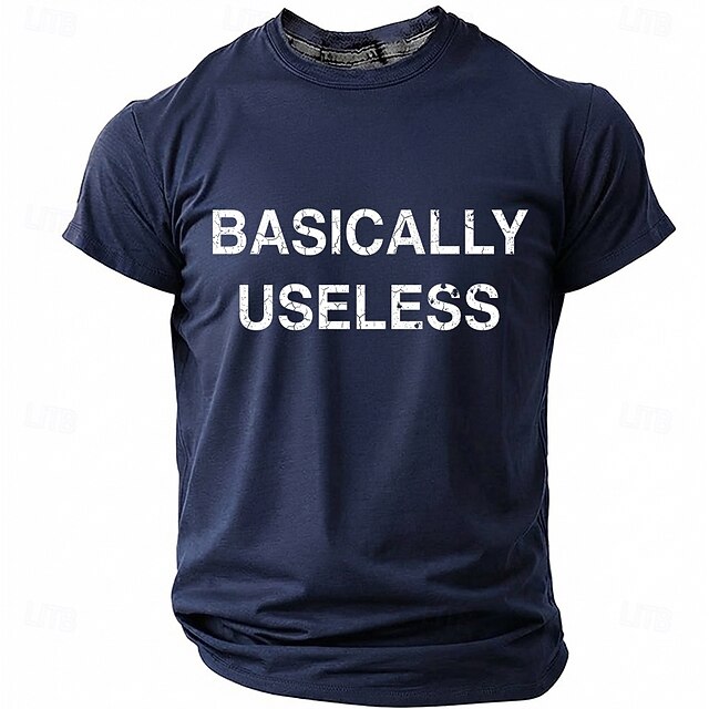 Men's Basically Useless Funny Sarcastic Letter Print T Shirt Graphic ...