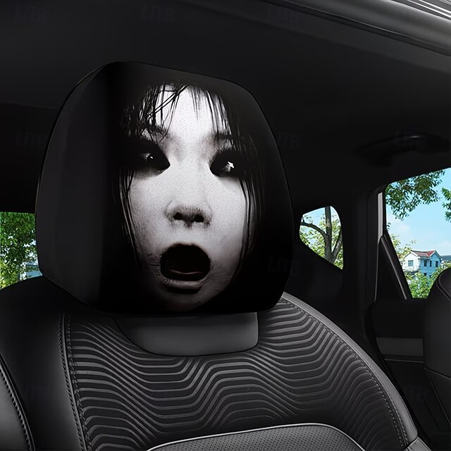 2/4PCS Horror Ghost Printed Car Seat Headrest Covers, Scary Ghost ...