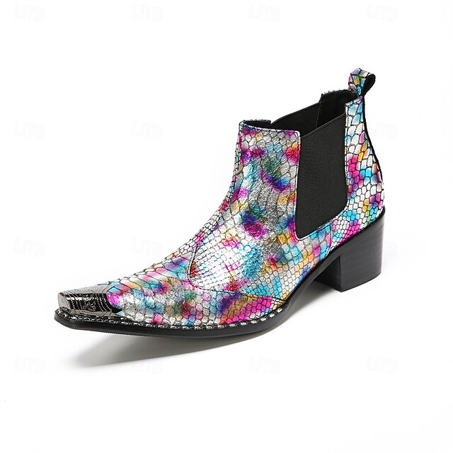 Men's Multicolor Snakeskin Chelsea Boots – Designer Western Boots ...