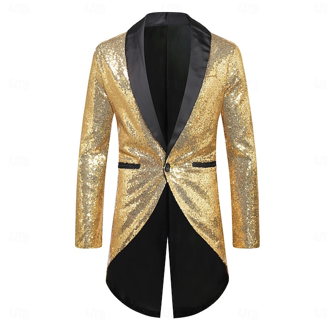 Retro Vintage Disco 1980s Tailcoat Long Sleeves Disco Sequins Fancy ...