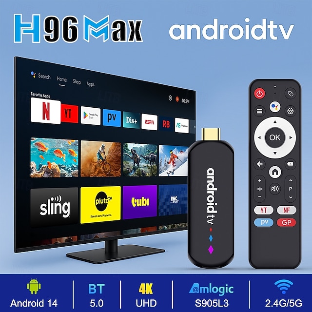H96 Max Android 14 TV Stick, reprodutor de mídia de streaming 4K Ultra ...