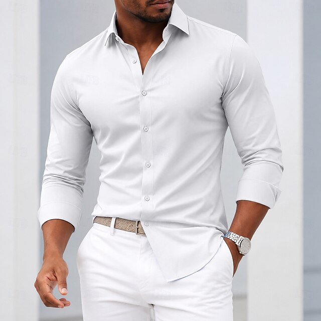 Men's Shirt Dress Shirt Non Iron Shirt Button Up Shirt Plain Daily ...