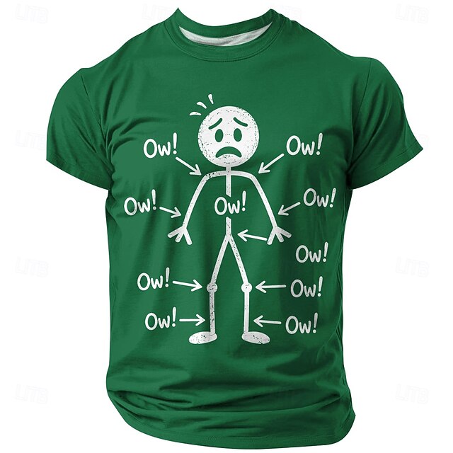 Men's Ow Funny Stickman Body Aches Gym Post Workout T Shirt Graphic ...