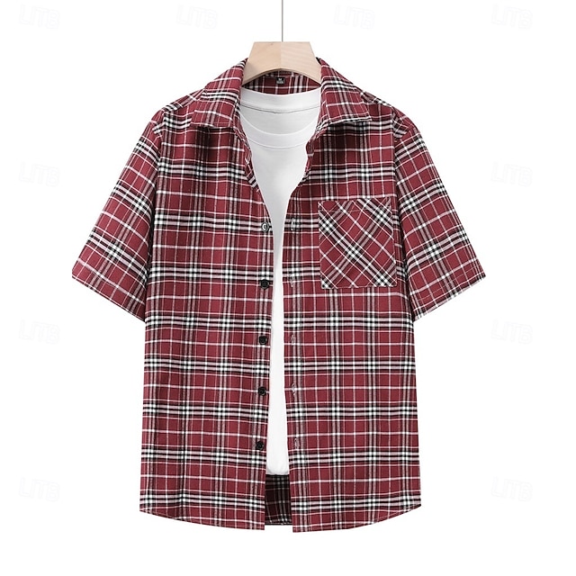 Men's Shirt Casual Shirt Button Up Shirt Black Burgundy Green khaki ...