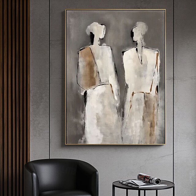 Peinture abstraite figurative de style wabi-sabi, grande toile beige ...