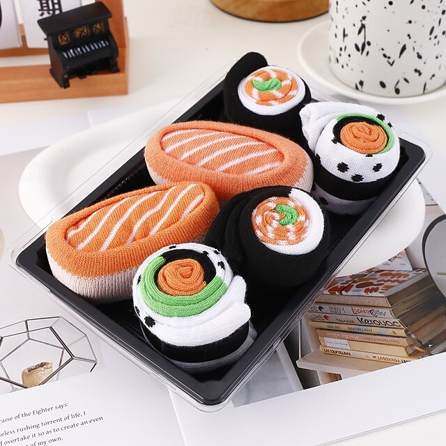 Novelty Sushi Socks Gift Box for Men Women, Funny Food Patterned Cotton ...