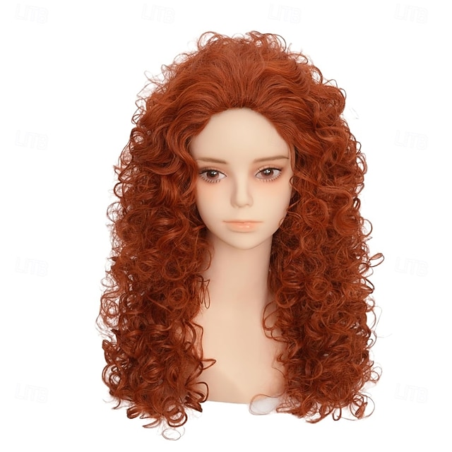 Long Curly Orange Ginger Wig for Women Fluffy Princess Cosplay Wig for ...