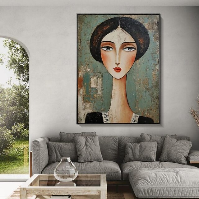 Handmade Oil Painting Hand Painted Vertical Abstract People Modern ...
