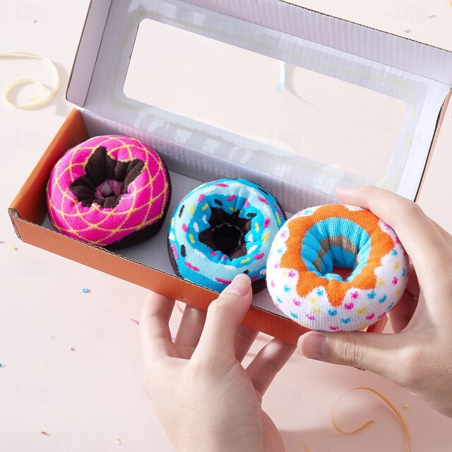 3 Pairs Novelty Donut Socks for Women Men, Funny Colorful Doughnut ...