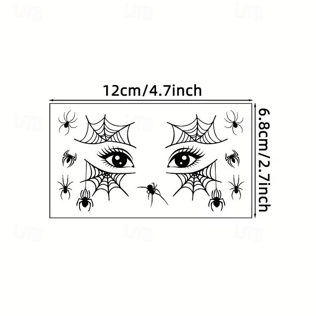 10 Sheets Halloween Spider Temporary Tattoos, Black Spider Web Face ...