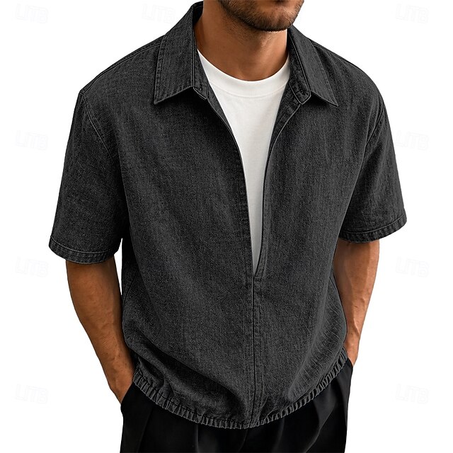 SoftFade™ Men Shirt Popover Shirt Demin Shirt Acid Wash Shirt Garment ...