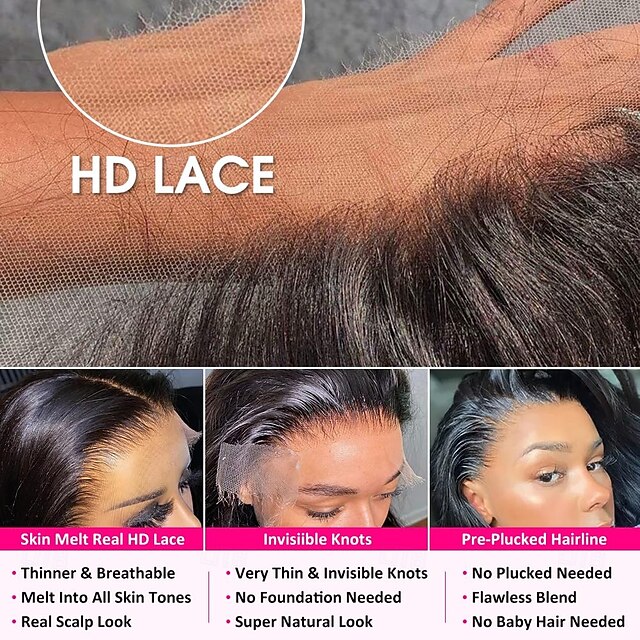 Human Hair 13x4 Lace Front Wig Middle Part Brazilian Hair Body Wave ...