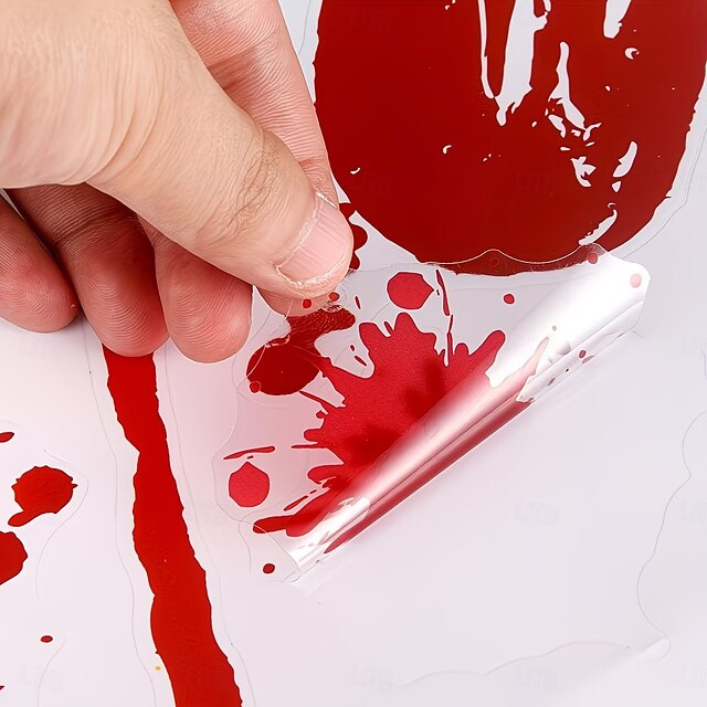 9 Sheets Halloween Window Clings,84PCS Bloody Handprint, Footprint ...