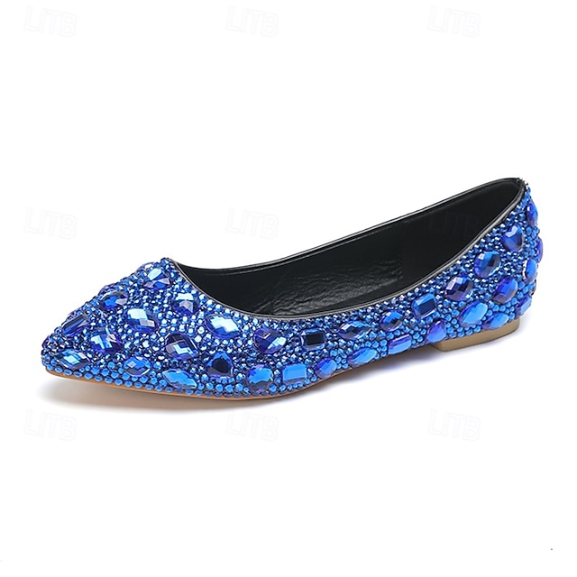 Women's Rhinestone Pointed Toe Ballet Flats with Matching Clutch Bag ...