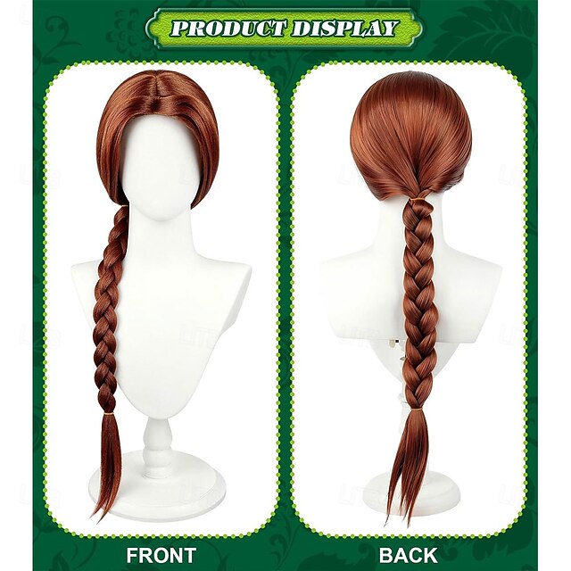 Long Red-Brown Braided Cosplay Wig with Adjustable Cap Heat-Resistant ...