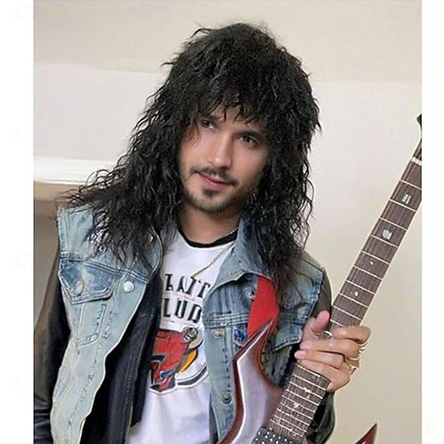 80s Heavy Metal Rock Wig - Unisex Long Curly Wig, Ideal for Halloween ...