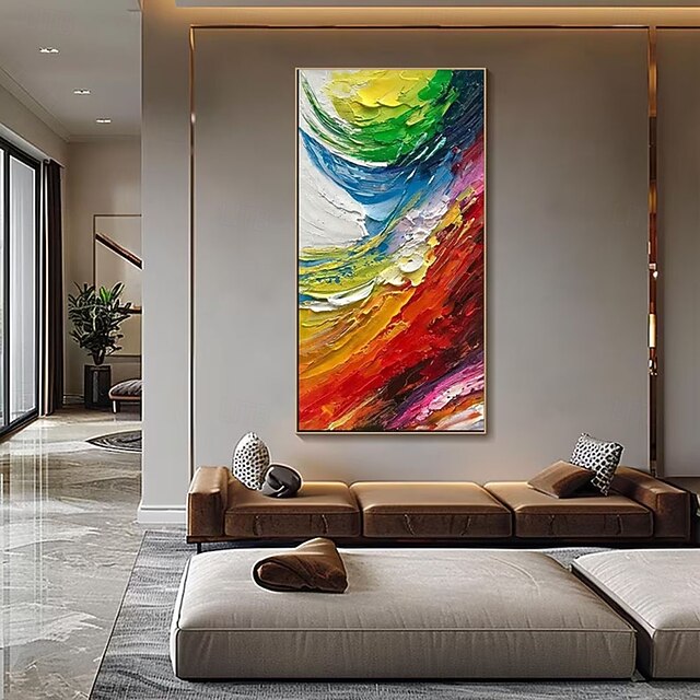 Blue Green and Red Abstract Wall Decoration Hand-Painted Abstract ...