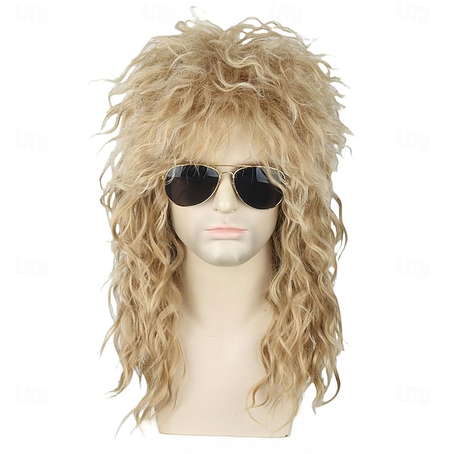 Men or Women 80s Mullet Wig Ash Blonde Rock Disco Wigs Long Curly 2026 ...