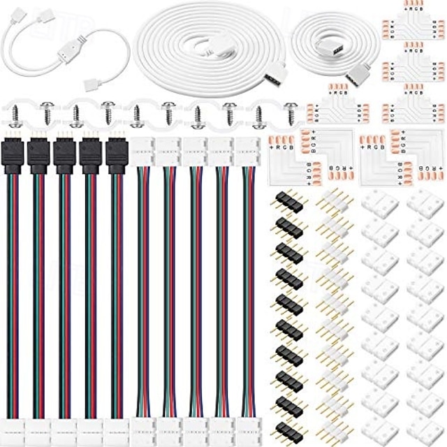 5050 4 Pin RGB 10mm LED Strip Connector Kit RGB Extension Cable, LED ...
