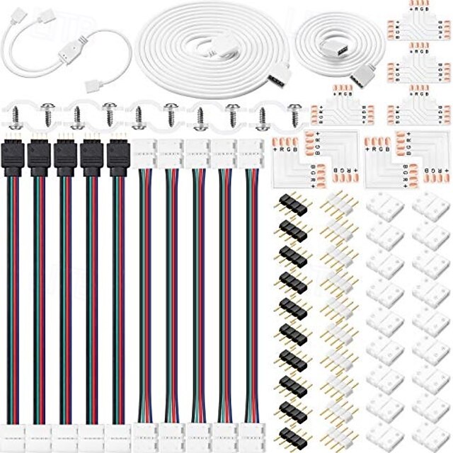 Kit de connecteurs pour bande LED RGB 5050 4 broches 10 mm, câble d ...