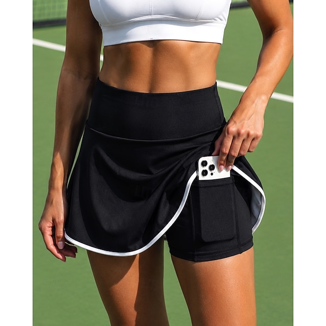 Women's Solid Colored Casual Skirt Tennis Skirts with Shorts Sport ...