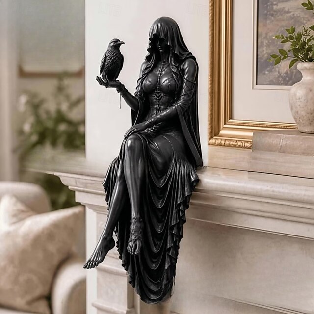 Halloween Gothic Raven Shelf Sitter Statue Symbol of Mystery, Wisdom ...