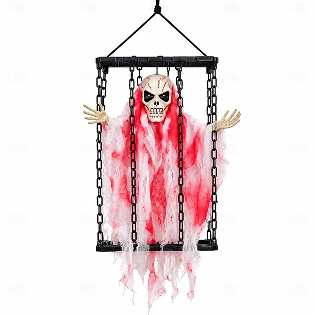 2026 Halloween Electric Caged Skeleton Grim Reaper Decoration, Sound ...