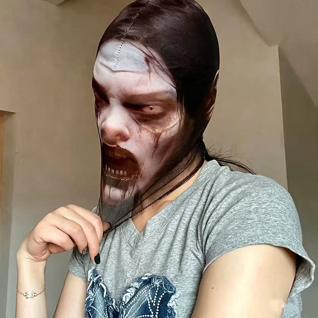 Halloween Bloody Gauze Mask, Glow in the Dark Scary Face Cover ...