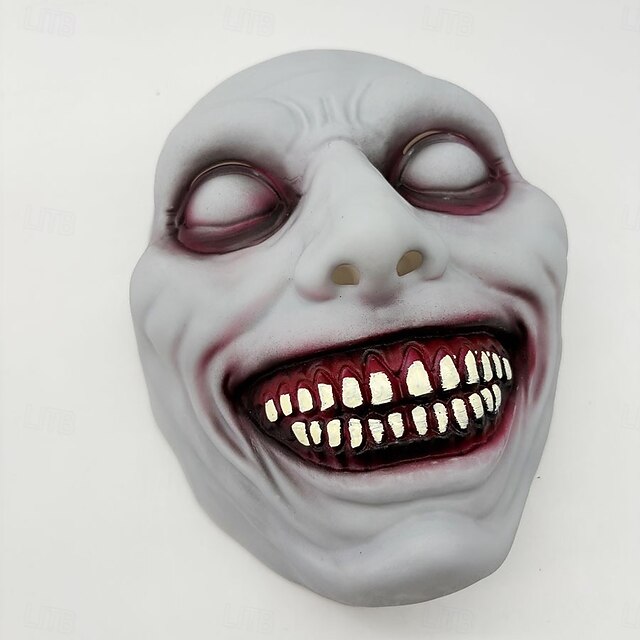 Halloween Scary Demon Mask, Creepy Skull Smiling Mask with Red Teeth ...